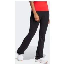 Trainingstights Adidas SPORTSWEAR "ESSENTIALS SMALL LOGO FLARED LEGGINGS", Damen, Gr. S, N-Gr, schwarz-wei&szlig; (schwarz, wei&szlig;, normal, gr.), Obermaterial: 90% Baumwolle, 10% Elasthan, Hosen, Hoher Bund, ausgestellte Beinform