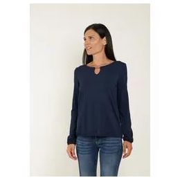 Langarmshirt Seidel Moden, Damen, Gr. 50, blau (navy), Jersey, Obermaterial: 95% Viskose, 5% Elasthan, unifarben, regular fit taillenbedeckt, Rundhals, elastischer Bund, Shirts Langarmshirt, MADE IN GERMANY