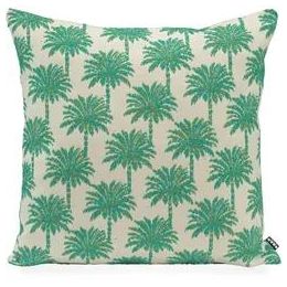 HOCK Dekokissen H.O.C.K. "Vamosa Palms", blau (aquablau,t&uuml;rkis), B:60cm H:10cm L:60cm, Obermaterial: 60% Polypropylen, 40% Polyacryl, Dekokissen_Sitzkissen_Kissenh&uuml;llen, Outdoorkissen inkl. F&uuml;llung, 45x45cm, Dekokissen, Palmen, schwarz