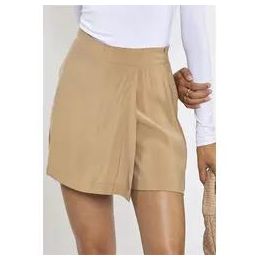 Sommerrock FRESHLIONS, Damen, Gr. L, beige, 85% Modal, 15% Polyester, unifarben, kurz, R&ouml;cke, mit l&auml;ssiger Beinfalte