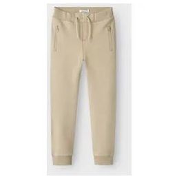 Trainingshose name it "NKMHONK BRU SWE PANT NOOS", Jungen, Gr. 98, N-Gr, beige (pure cashmere), Web, Obermaterial: 95% Baumwolle, 5% Elasthan, unifarben, regular fit kn&ouml;chellang, Hosen Trainingshose