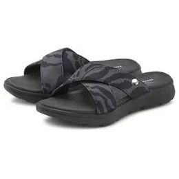 Badepantolette Venice Beach "Sandale, Badeschuh, Sommerschuhe, Badelatsche, Flip Flop, Badeschlappe", Damen, Gr. 38, schwarz (schwarz, grau), Obermaterial: 100% Textilmaterial. Decksohle: 100% Synthetik. Futter: 100% Textilmaterial. Laufsohle: 100% Synthetik, gemustert, mehrfarbig, Schuhe, mit wasserabweisender und leichter Sohle VEGAN