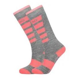 Socken ZIGZAG "Znow", Damen, Gr. 33-36, rosa, 40% Wolle, 40% Polyacryl, 11% Polyamid, 7% Polyester, 2% Elasthan, gestreift, Socken Socken, im 2er-Pack mit atmungsaktivem Material
