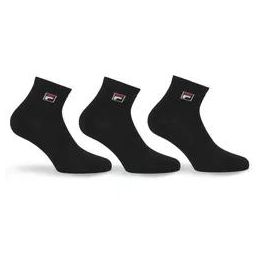 Kurzsocken Fila "UNISEX QUARTER PLAIN SOCKS", Herren, Gr. 35-38, schwarz, Baumwollmischung, unifarben, normal, Socken, mit eingestrickem Logo