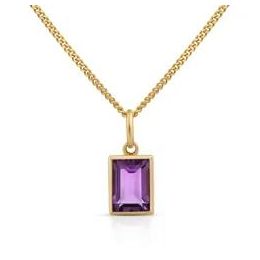 Kette mit Anh&auml;nger OROLINO "585 Gold mit echtem Amethyst 42/45cm lang", gelb, Halsketten, Damen, 42/45cm, Gold, L: 45 B: 6mm, gl&auml;nzend, B:6mm