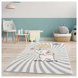 Kinderteppich Carpet City "Anime9388", beige (creme), B:80cm H:11mm L:150cm, Polypropylen (PP), Teppiche, Spielteppich, Spielteppich, Elefant, Weicher Flor, Pflegeleicht, Kinderzimmer