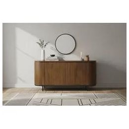 SIT-M&Ouml;BEL Sideboard SIT "MANGO NATURAL", beige (natur, schwarz), B:170cm H:80cm T:45cm, Massivholz, Metall, Sideboards, Sideboard, mit Lamellenfront