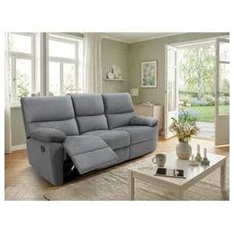 3-Sitzer Home Affaire "LANNOY, manuelle o. elelektrische Relaxfunktion in 2 Sitzen, USB A/C", grau (anthrazit), B:201cm H:96cm T:94cm, Sofas, Liegefunktion (105-150), Reclinersofa, Webstoff, Federkern, Topseller