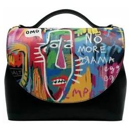 Henkeltasche DOGO "Handy Umh&auml;ngetasche No More Drama Schultertasche", Damen, Gr. B/H/T: 24cm x 12cm onesize, schwarz, Taschen, Handgefertigt