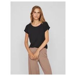 Rundhalsshirt Vila "VIDREAMERS NEW PURE T-SHIRT/SU-NOOS", Damen, Gr. XS, schwarz, Jersey, Obermaterial: 50% Baumwolle, 50% Polyester, unifarben, regular fit normal, Rundhals, Shirts Rundhalsshirt, Baumwollmischung, regular fit