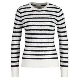 Sweater Gant "Strickpullover STRETCH COTTON CABLE STRIPE C-NECK", Damen, Gr. M, wei&szlig; (ecru), Obermaterial: 88% Baumwolle CO. 10% Polyamid PA. 2% Elasthan EL., Sweatshirts Sweater