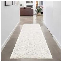 Hochflor-Teppich Carpet City "Focus 2997", beige (creme), B:80cm H:20mm L:300cm, Polypropylen, Teppiche, L&auml;ufer, Boho, Hochtief-Muster/ 3D-Effekt, f&uuml;r Wohnzimmer, Schlafzimmer