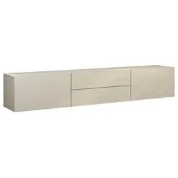 borchardt M&ouml;bel Lowboard BORCHARDT M&Ouml;BEL "Sophia, TV-Schrank Breite 200 cm", beige (kaschmir), B:200cm H:35cm T:35cm, Holzwerkstoff, Sideboards, Lowboard, Breite 200 cm mit 2 Klappen und 2 Schubk&auml;sten, stehend und h&auml;ngend