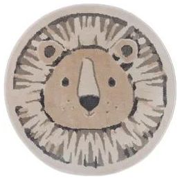 Kinderteppich Hanse Home "Adventures Lion", beige (creme,grau), H:8mm &Oslash;:100cm, Polypropylen, Teppiche, Kinderteppich, Spielteppich, fest, Kinderzimmer, Kurzflor, Spielunterlage