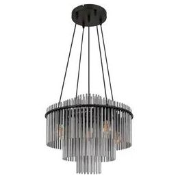 Globo LIGHTING Pendelleuchte "GORLEY", schwarz (schwarz matt), 5, &Oslash; 50cm H: 120cm, 1 Stk., Leuchten, Design Glasst&auml;be, Deckenlampe, Wohnzimmer, Esszimmer, H&auml;ngelampe, Pendelleuchte