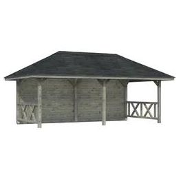 Holzpavillon Palmako "Bianca 16,6 m2 Set 2", grau, B/H/T: 672cm x 323cm x 384cm, Pavillons, BxTxH: 588x300x323 cm