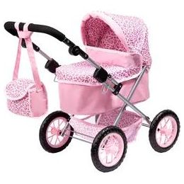 BAYER DESIGN Puppenwagen BAYER "Trendy, Leopard", rosa, Puppenwagen, KinderB:41cm H:68cm T:67cm, Kunststoff, Metall, Stoff, mit Wickeltasche, B:41cm H:68cm T:67cm