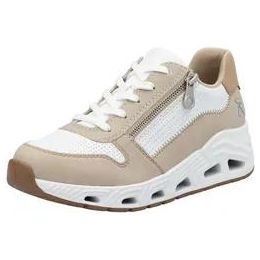Keilsneaker Rieker SPORT, Damen, Gr. 41, beige (wei&szlig;, hellbeige), Lederimitat, Schuhe, Schn&uuml;rschuh, Halbschuh, Freizeitsneaker mit Rei&szlig;verschluss, Topseller