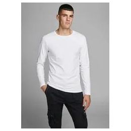 Jack & Jones Longsleeve JACK & JONES "BASIC TEE", Herren, Gr. XS, wei&szlig;, Jersey, Obermaterial: 100% Baumwolle, normal normal, Rundhals, gerader Abschluss, Shirts