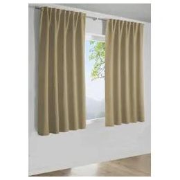 Gardine SEHLBACH "Schal Dimout Uni" Gr. 1, beige, B:140cm H:175cm, Polyester, Gardinen, Gardine, mit Gardinenband und verdeckten Schlaufen