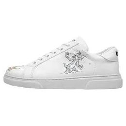 Sneaker DOGO "Ace Low-Top Sneaker Tom And Jerry Up-To-No-Good Damen Sneaker", Damen, Gr. 40, Normalschaft, wei&szlig;, Lederimitat, Schuhe Sneaker, Handgefertigt