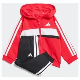 Trainingsanzug Adidas SPORTSWEAR "ESSENTIALS TIBERIO 3-STREIFEN FLEECE KINDER", M&auml;dchen, Gr. 92, wei&szlig; (pure ruby, wei&szlig;, schwarz), Obermaterial: 70% Baumwolle, 30% Polyester, Sportanz&uuml;ge Trainingsanzug, f&uuml;r Babys und Kleinkinder, zweiteiliges Set