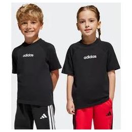 T-Shirt Adidas SPORTSWEAR "LK LIN TEE 160", Jungen, Gr. 116, schwarz-wei&szlig; (schwarz, wei&szlig;), Obermaterial: 100% Baumwolle, Rundhals, Shirts T-Shirt, f&uuml;r Kinder, Rundhalsausschnitt, ohne Verschluss, weiches Material