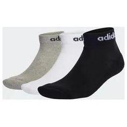Funktionssocken Adidas PERFORMANCE "LINEAR CUSHIONED ANKLE SOCKEN, 3 PAAR", Herren, Gr. L (43/45), blau (medium grau heather, wei&szlig;, schwarz), Obermaterial: 73% Baumwolle, 25% Polyester, 1% Elasthan, 1% sonstige Fasern, Socken