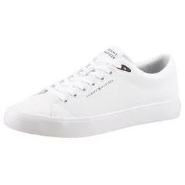 Sneaker Tommy Hilfiger "TH HI VULC CORE LOW LTH II ESS", Herren, Gr. 45, wei&szlig;, Lederimitat, unifarben, Schuhe Sneaker, Freizeitschuh, Halbschuh, Schn&uuml;rer in schmaler Form