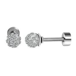 Adelia&acute;s Paar Ohrh&auml;nger ADELIA ́S "Damen Ohrstecker aus Edelstahl und Strass &Oslash; 4 mm", wei&szlig;, Ohrringe, Damen, Damen, Edelstahl