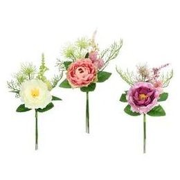 Kunstblume I.GE.A. "Rosenzweig 3er", bunt, B:14cm H:24cm L:10cm, Polyester, Kunstpflanzen, 24cm Kunstrosen Rosenstrau&szlig; k&uuml;nstlich Strau&szlig; Seidenblume Blumenstrau&szlig;
