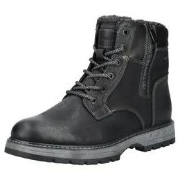 Schn&uuml;rstiefelette Tom Tailor "Tom Tailor Stiefelette Lederimitat/Textil", Herren, Gr. 43, schwarz, Lederimitat, Textil, Schuhe Schn&uuml;rstiefelette