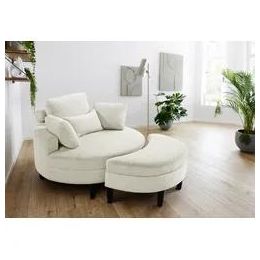 Loveseat "Ravi, B: 114 cm", creme, wei&szlig;, B:114cm T:154cm, 100% PES, ATLANTIC HOME COLLECTION, Sessel, XXL- Sessel, mit Stauraumhocker, R&uuml;ckenst&uuml;tze & 4 Zierkissen, Topseller