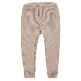 Leggings MaxiMo, M&auml;dchen, Gr. 98/104, N-Gr, beige (beigemeliert), Strick, Obermaterial: 100% Baumwolle, unifarben, normal lang, Hosen Strickleggings, Baumwolle, Rippstrick, breiter Umschlag am Bein, Gummizug