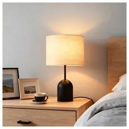 OTTO HOME Tischleuchte "Charleen mit Leinenschirm", schwarz beige, 1, &Oslash; 23cm H: 40cm, 1 Stk., Leuchten, LED max. 6 Watt, Metallfu&szlig;, Textilschirm &Oslash; 23 cm, Tischlampe, Stoff, Tischleuchte