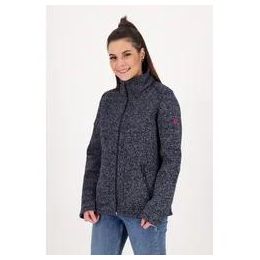Strickfleecejacke DEPROC ACTIVE "KITTOBE LAKE WOMEN", Damen, Gr. 36 (S), schwarz, 100% Polyester, tailliert, gerader Abschluss, Jacken, Kontrastreissverschluss
