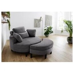 Loveseat "Ravi, B: 114 cm", anthrazit, B:114cm T:154cm, 100% PES, ATLANTIC HOME COLLECTION, Sessel, XXL- Sessel, mit Stauraumhocker, R&uuml;ckenst&uuml;tze & 4 Zierkissen, Topseller
