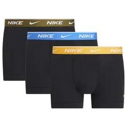 Trunk Nike UNDERWEAR "TRUNK 3PK", Herren, Gr. XL, 3 Stk., blk uni gld, lig phto blu, olv flk wb, Jersey, Obermaterial: 95% Baumwolle, 3% sonstige Fasern, 2% Elasthan, kontrastfarbene Details, unifarben, k&ouml;rpernah, Unterhosen, mit farbigem Nike Logo-Elastikbund