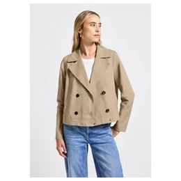 Kurzjacke Street One, Damen, Gr. 46, beige (reef sand), Web, Obermaterial: 69% Baumwolle, 31% Polyester; Futter: 100% Polyester, unifarben, normal normal, V-Ausschnitt, abgesteppt, Jacken Kurzjacke, im soften Baumwoll-Mix