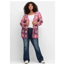 Cardigan sheego BY JOE BROWNS, Damen, Gr. 56/58, pink, 100% Polyacryl, gemustert, mehrfarbig, Strickjacken