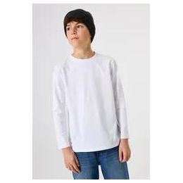Langarmshirt Garcia, Jungen, Gr. 164/170, wei&szlig;, Jersey, Obermaterial: 95% Baumwolle, 5% Elasthan, unifarben, regular fit normal, Rundhals, gerader Abschluss, Shirts Langarmshirt, for BOYS