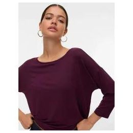 V&eacute;ro Moda 3/4-Arm-Shirt VERO MODA "VMAVA 3/4 TOP JRS GA NOOS", Damen, Gr. L, rot (winetasting), Jersey, Obermaterial: 95% Lyocell, 5% Elasthan, unifarben, normal, Rundhals, Shirts 3/4-Arm-Shirt, Materialmix, regular fit