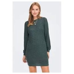 Jacqueline de Yong Minikleid JDY "JDYWHITNEY MEGAN L/S BOAT DRESS KNT NOOS", Damen, Gr. S, N-Gr, gr&uuml;n (north atlantic detail:w schwarz ply), Rippstrick, Obermaterial: 88% Polyacryl, 12% Polyester, relaxed fit kurz, U-Boot-Ausschnitt, Kleider Minikleid, Sommerkleid