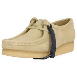 Schn&uuml;rschuh Clarks "Wallabee Maple Suede", Damen, Gr. 40, beige (sand), Leder, Schuhe Schn&uuml;rschuh, mit unverwechslebarer Kreppsohle
