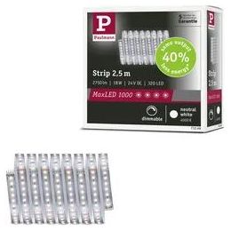 Paulmann LED-Streifen "MaxLED 1000 LED Strip Neutralwei&szlig; Einzelstripe", silber (silberfarben), Dioden 320 Stk., Gesamtl&auml;nge 2,5m, Lichterketten, LED-Streifen