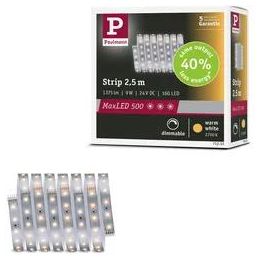 Paulmann LED-Streifen "MaxLED 500 LED Strip Warmwei&szlig; Einzelstripe", silber (silberfarben), Dioden 160 Stk., Gesamtl&auml;nge 2,5m, Lichterketten, LED-Streifen