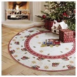 Villeroy & Boch Teppich VILLEROY & BOCH "Toy's Delight Limited Edition Santa Claus", beige (lokomotive), H:3mm &Oslash;:160cm, Polyester, Teppiche, Teppich, Limited Edition, Weihnachten, Wohnzimmer, Baumrock, Waschbar, Rund