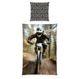 Herding's Young Collection Wendebettw&auml;sche "Young Collection Mountainbike", bunt, B/L: 135cm x 200cm, 1 Stk., 1 Stk., Microfaser, B/L: 80cm x 80cm, 2 Stk., Microfaser, Obermaterial: 100% Polyester, HERDING YOUNG COLLECTION, Bettw&auml;sche, Wendebettw&auml;sche, mit Motocross Design