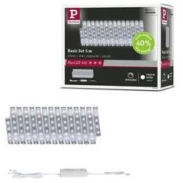 Paulmann LED-Streifen "MaxLED 500 LED Strip Neutralwei&szlig; Basisset", silber (silberfarben), Dioden 320 Stk., Gesamtl&auml;nge 5m, Lichterketten, LED-Streifen