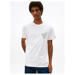 Tommy Hilfiger T-Shirt TOMMY JEANS "TJM SIGN CITY TEE EXT", Herren, Gr. L, wei&szlig; (ancient wei&szlig;), Single Jersey, Obermaterial: 100% Baumwolle, regular fit h&uuml;ftbedeckend, Rundhals, Shirts T-Shirt, Rundhals, regular fit, gro&szlig;er R&uuml;ckenprint